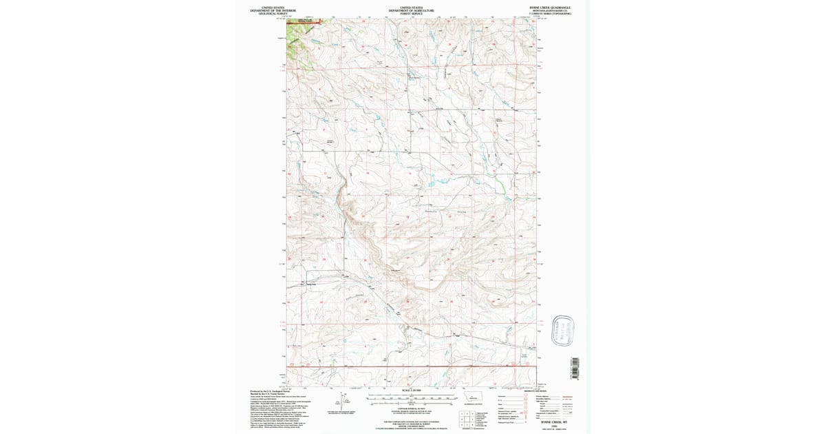 1995 Map of Byrne Creek, Judith Basin County, MT — High-Res | Pastmaps