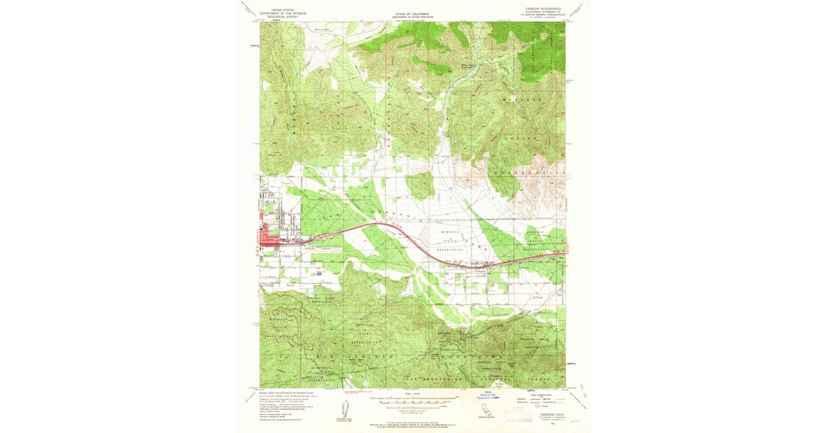 1956 Map of Cabazon, CA — High-Res, 1963 Print | Pastmaps