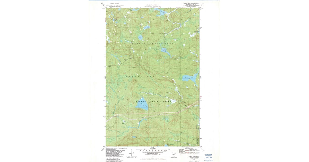 1982 Map of Cabin Lake, Lake County, MN — High-Res | Pastmaps