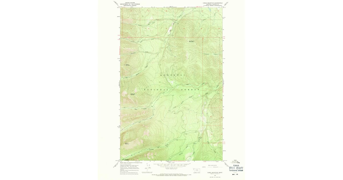 1966 Map of Cable Mountain, Lincoln County, MT — High-Res | Pastmaps