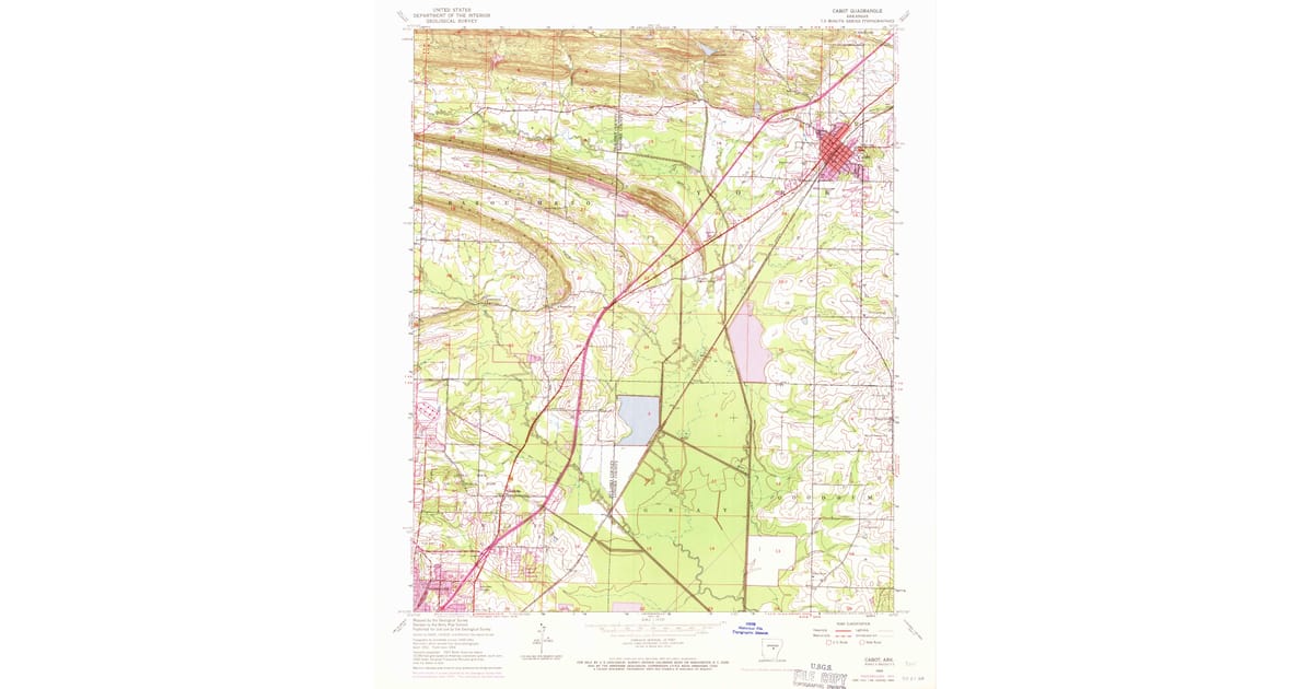 1954 Map of Cabot, AR — High-Res, 1971 Print | Pastmaps