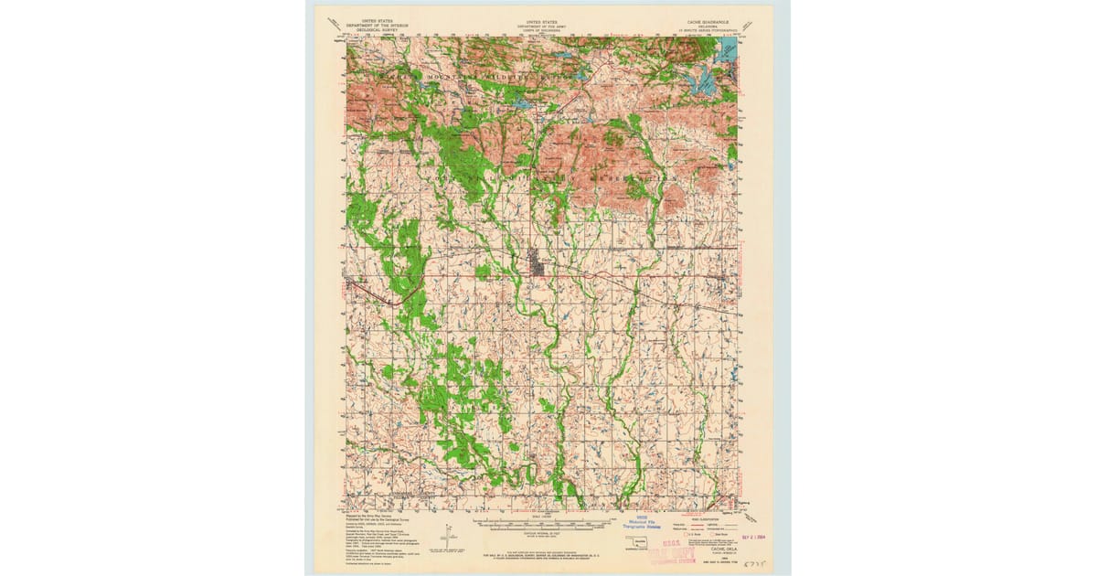 1956 Map of Cache, OK — High-Res, 1965 Print | Pastmaps