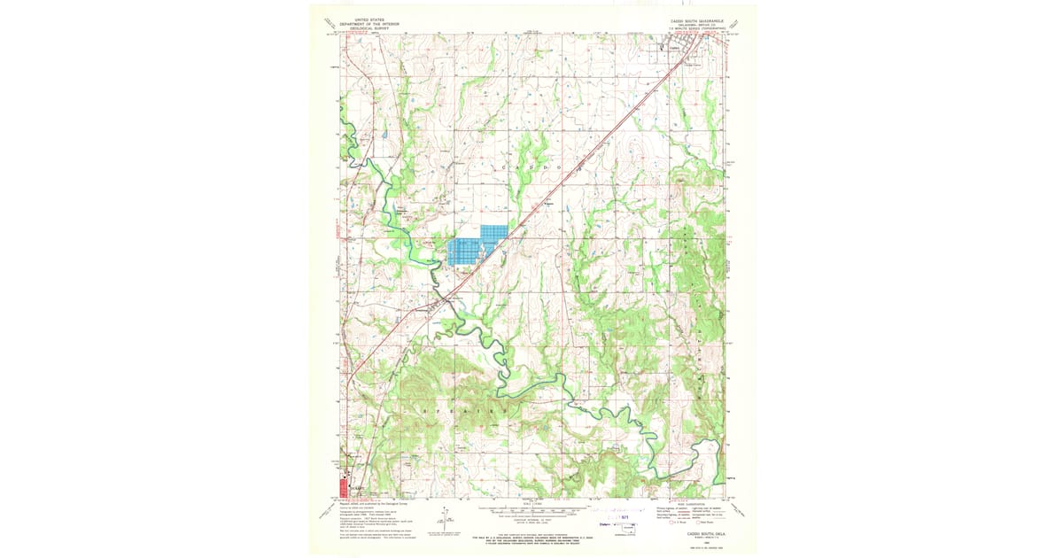 1969 Map of Caddo South, Bryan County, OK — High-Res | Pastmaps