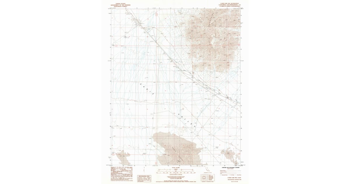 1986 Map of Cadiz Lake NW, San Bernardino County, CA — High-Res | Pastmaps