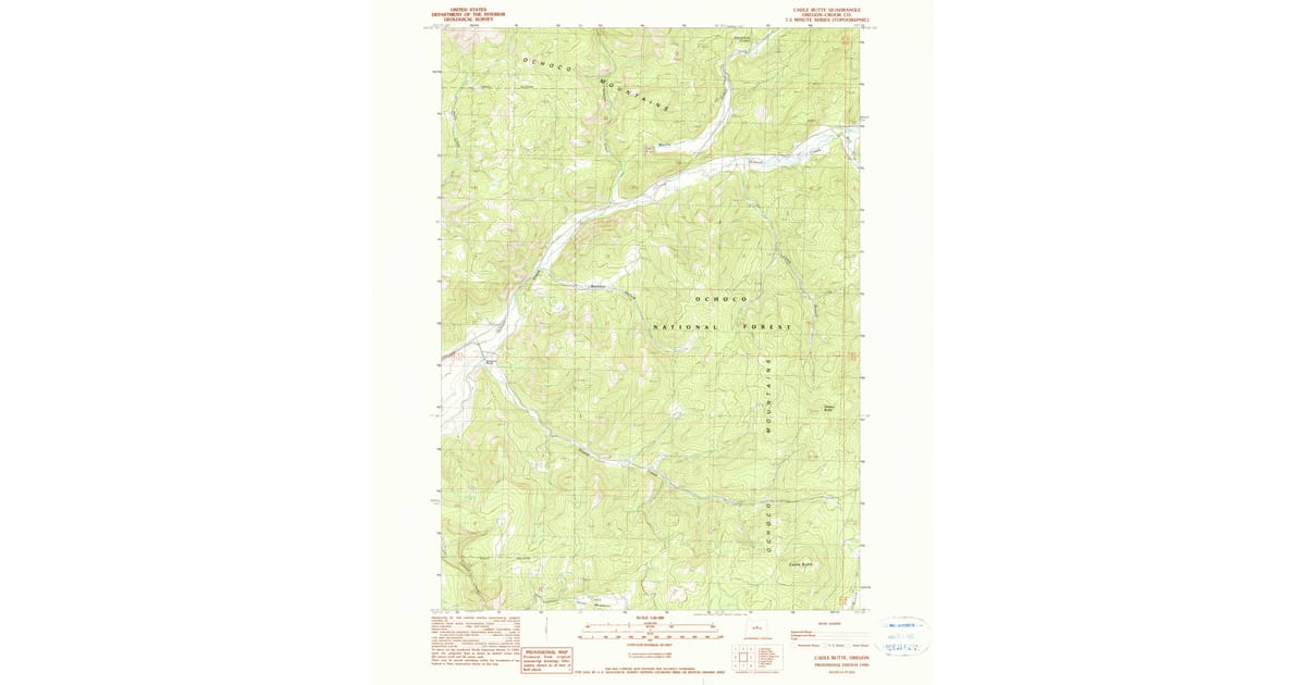 1990 Map of Cadle Butte, Crook County, OR — High-Res | Pastmaps