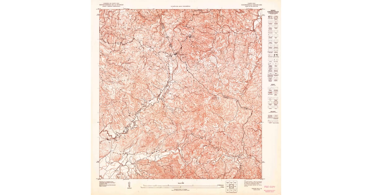 1947 Map of Caguas SO, Cayey Municipio, PR — High-Res | Pastmaps