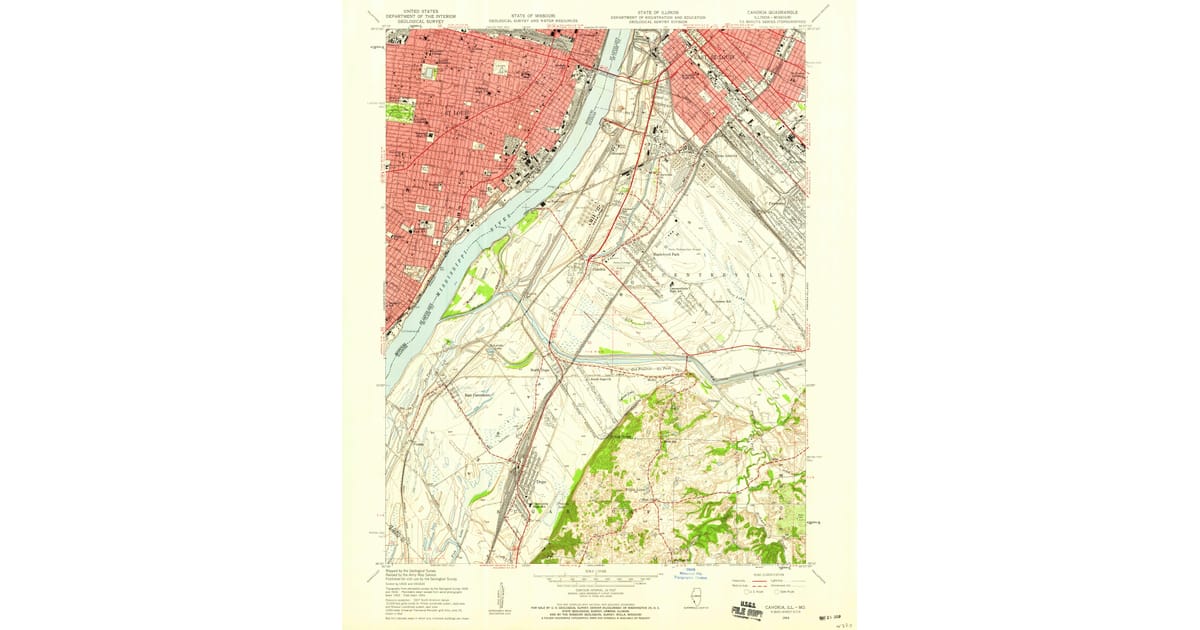1954 Map of Cahokia, IL — High-Res | Pastmaps