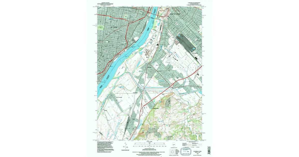 1993 Map of Cahokia, IL — High-Res | Pastmaps