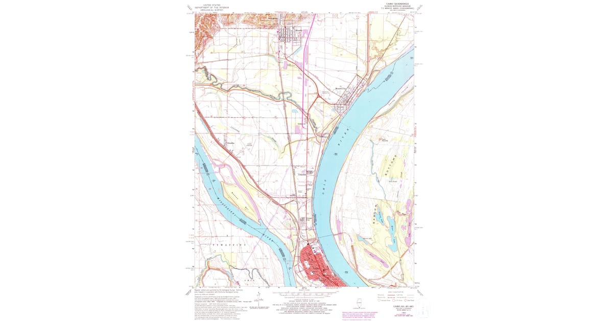 1967 Map of Cairo, IL — High-Res, 1978 Print | Pastmaps