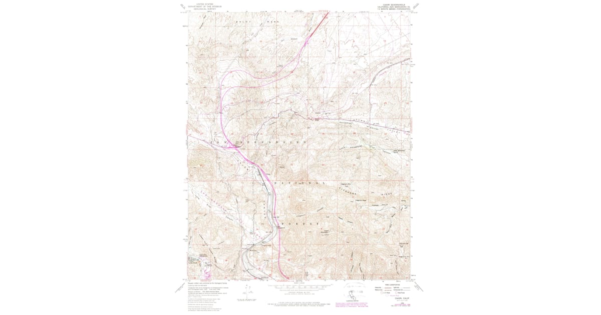 1956 Map of Cajon, San Bernardino County, CA — High-Res, 1988 Print ...