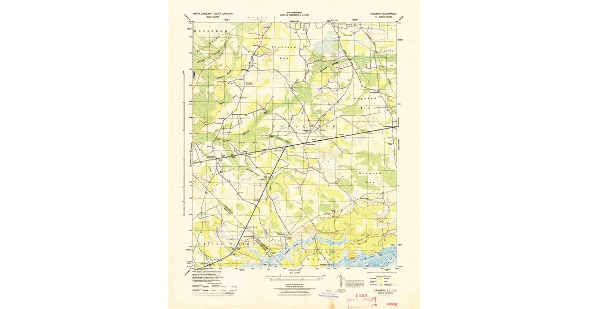Old Maps of Carolina Shores, NC for Academic Research | Pastmaps