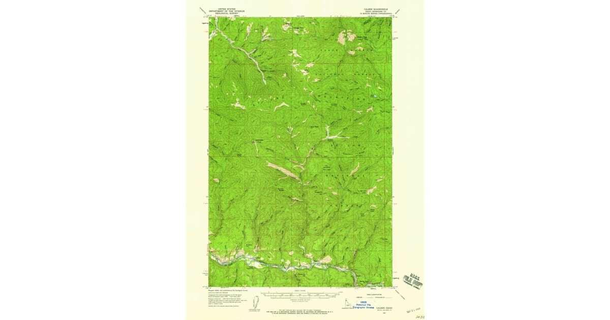1957 Map of Calder, Shoshone County, ID — High-Res | Pastmaps