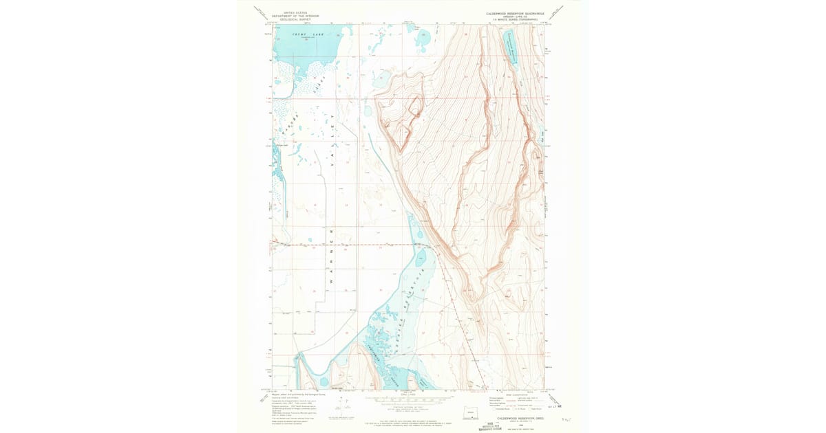 1968 Map of Calderwood Reservoir, Lake County, OR — High-Res | Pastmaps