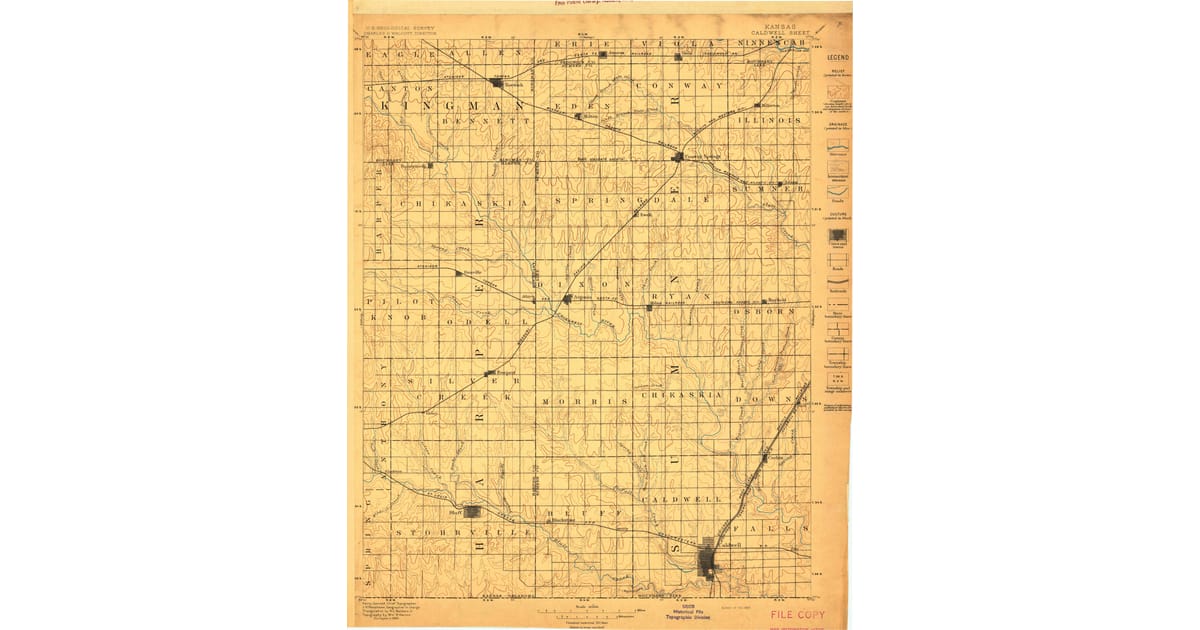 1897 Map of Caldwell, KS — High-Res | Pastmaps