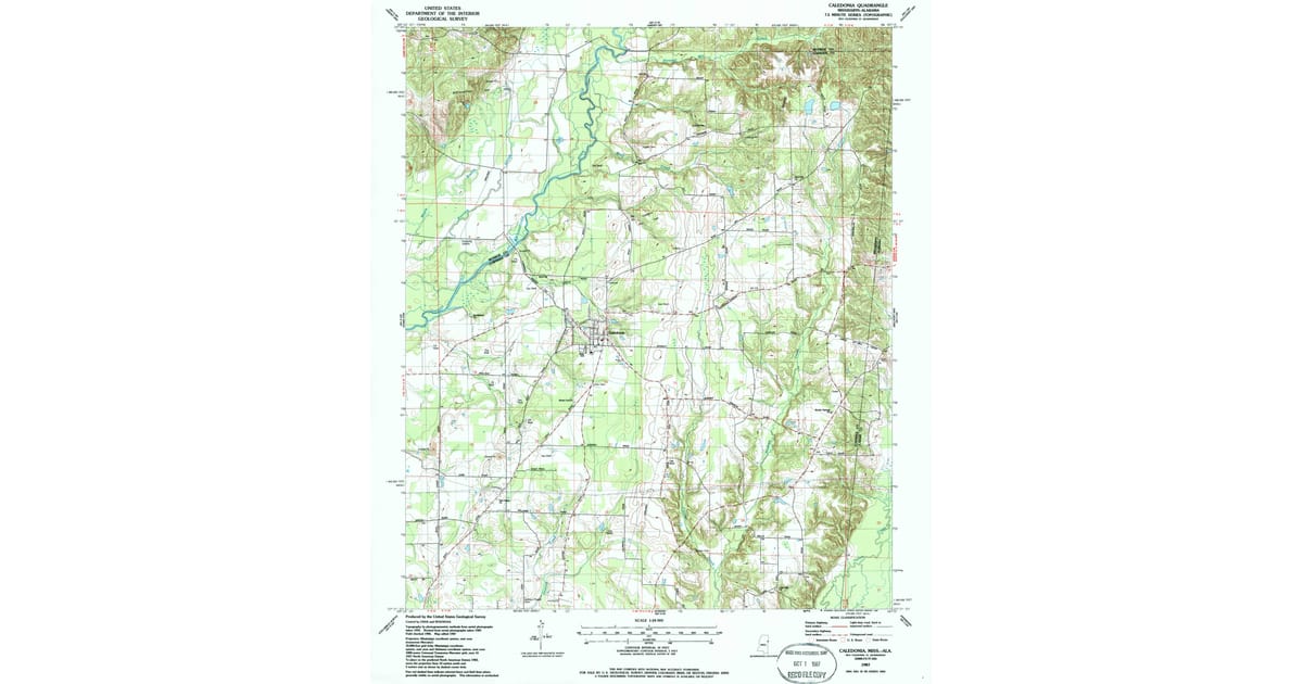 1987 Map of Caledonia, MS — High-Res | Pastmaps
