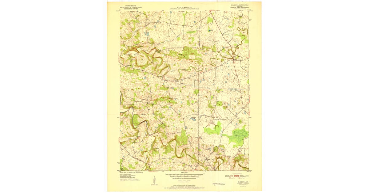1951 Map of Caledonia, Trigg County, KY — High-Res | Pastmaps