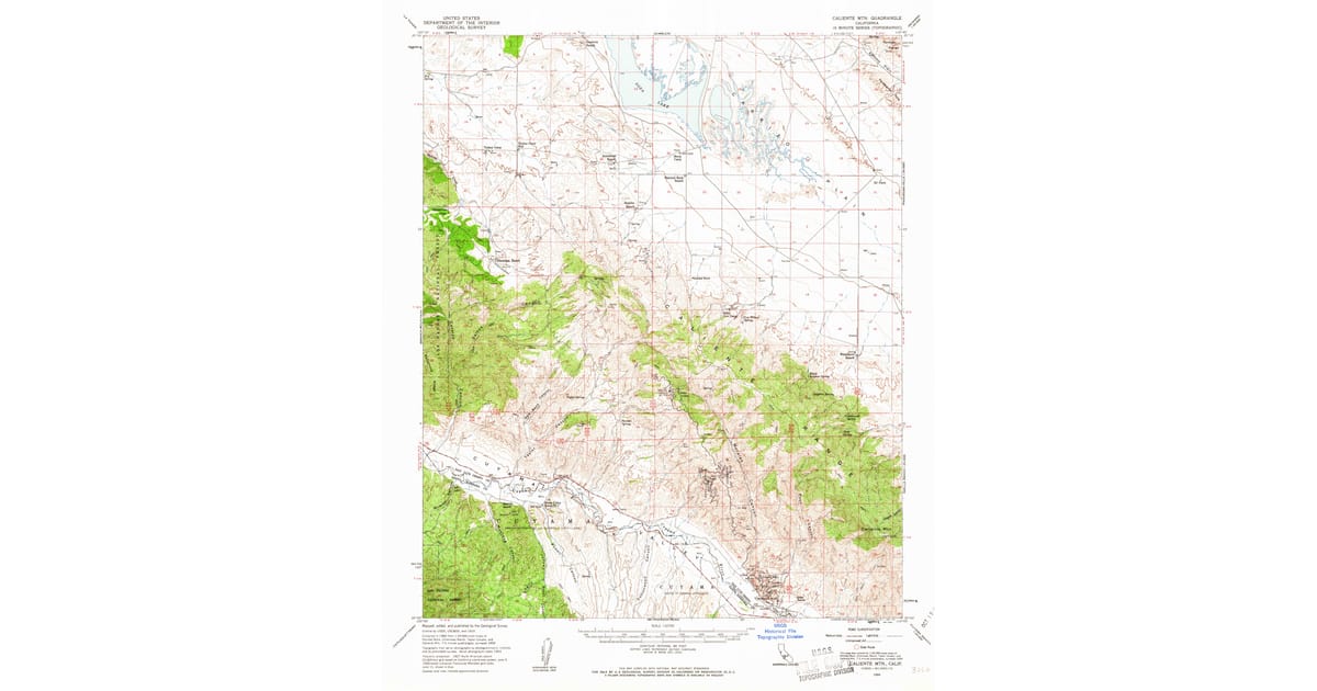 1959 Map of Caliente Mountain, San Luis Obispo County, CA — High-Res ...