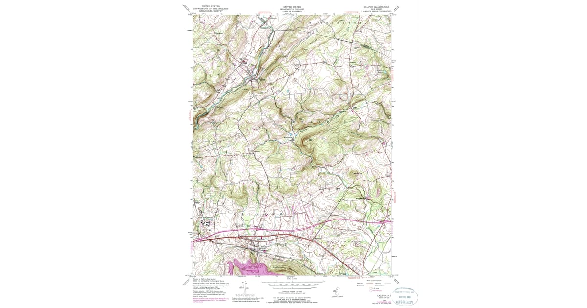 1954 Map of Califon, NJ — High-Res, 1988 Print #2 | Pastmaps