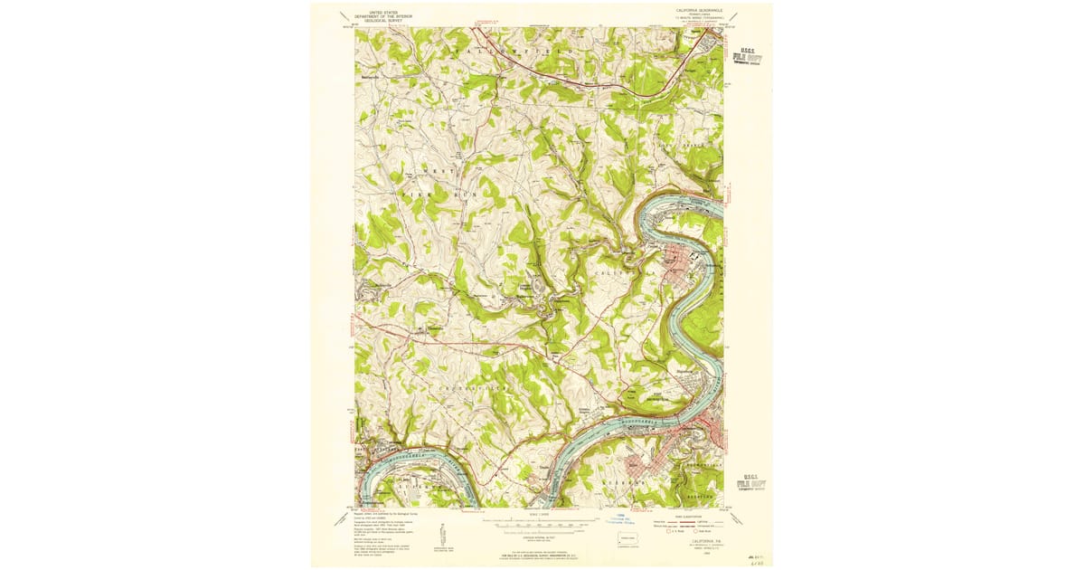 1954 Map of California, PA — High-Res | Pastmaps