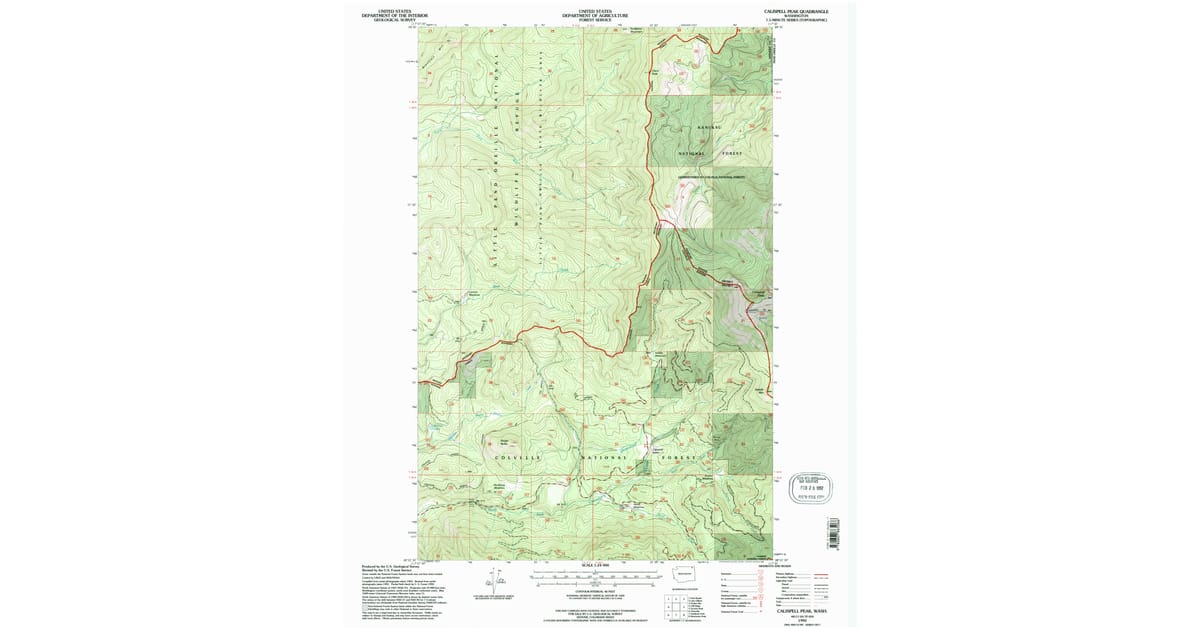 1992 Map of Calispell Peak, Stevens County, WA — High-Res | Pastmaps