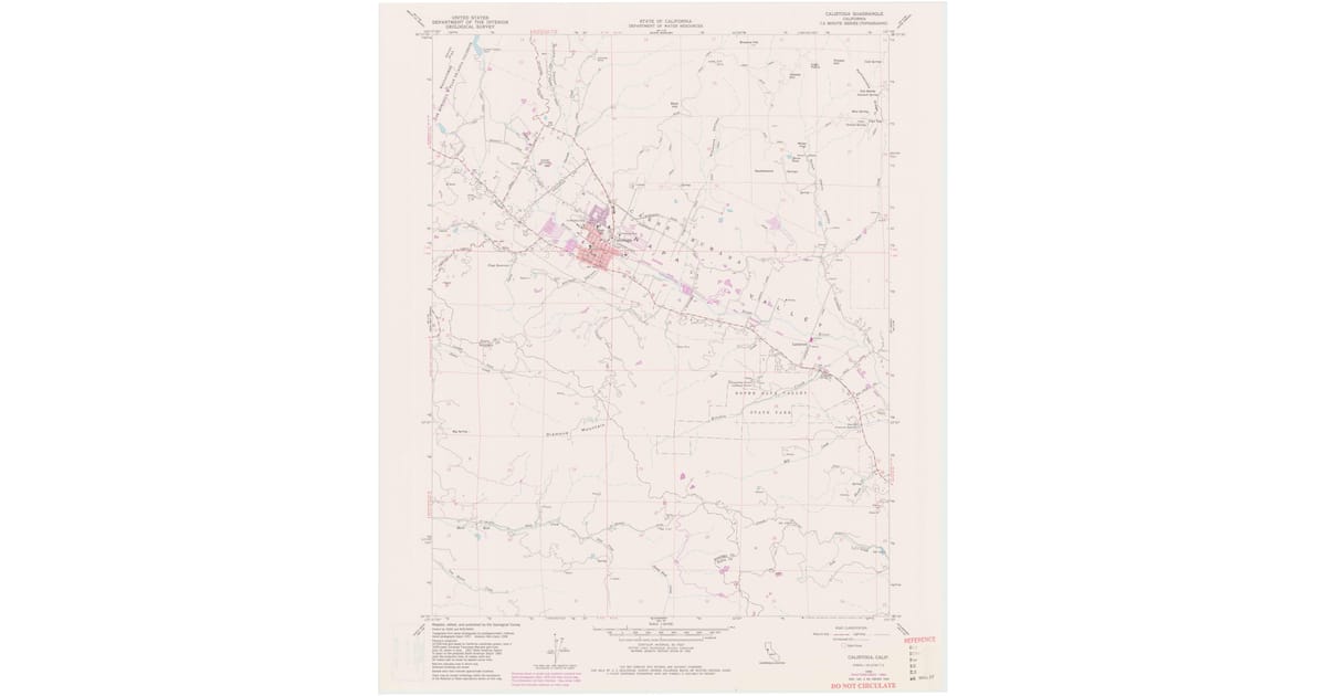 1958 Map of Calistoga, CA — High-Res, 1980 Print #2 | Pastmaps