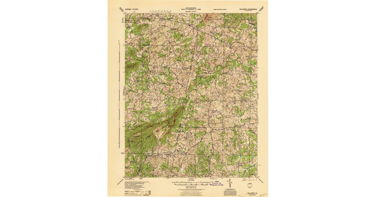 1944 Map of Callands, Pittsylvania County, VA — High-Res | Pastmaps