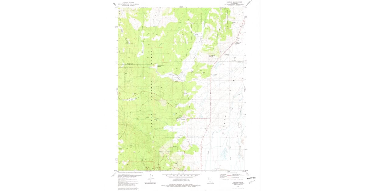 1981 Map of Calpine, CA — High-Res, 1982 Print | Pastmaps