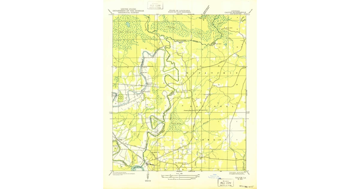 1949 Map of Calvin SW, Winn Parish, LA — High-Res | Pastmaps