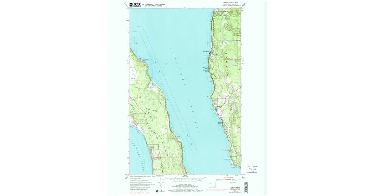 1953 Map of Camano, WA — High-Res, 1980 Print | Pastmaps
