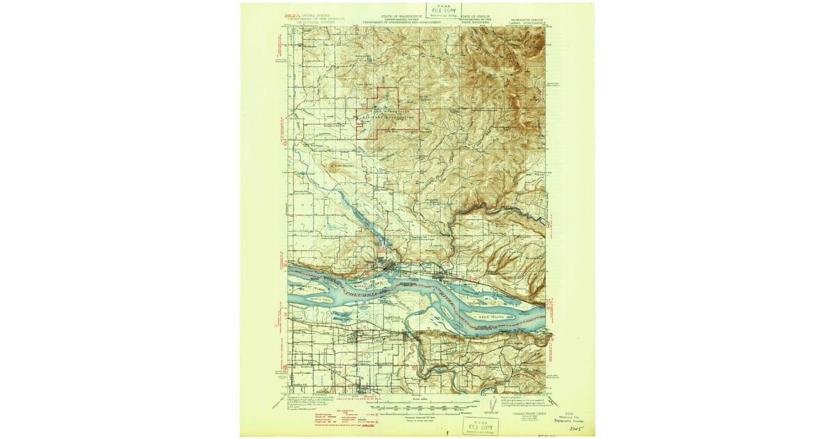 1942 Map of Camas, WA — High-Res, 1946 Print | Pastmaps