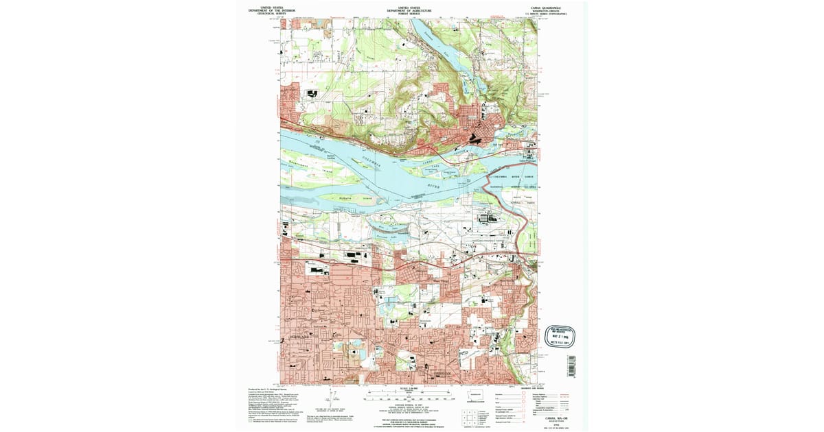 1993 Map of Camas, WA — High-Res | Pastmaps