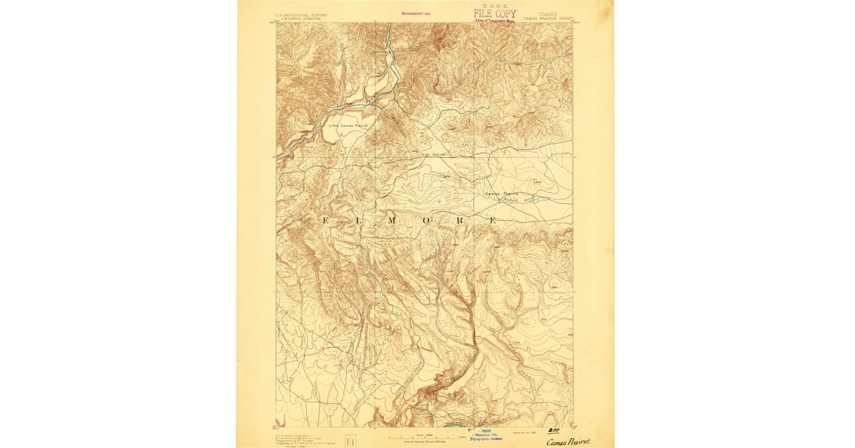 1892 Map of Camas Prairie, Elmore County, ID — High-Res | Pastmaps
