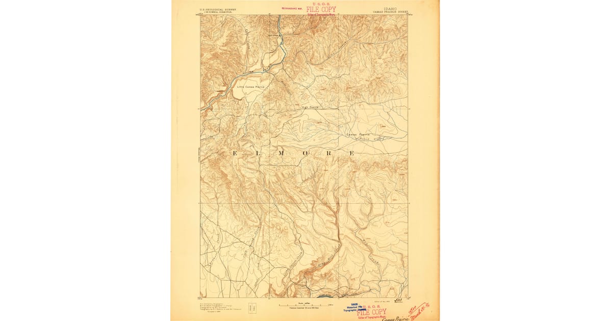 1893 Map of Camas Prairie, Elmore County, ID — High-Res | Pastmaps