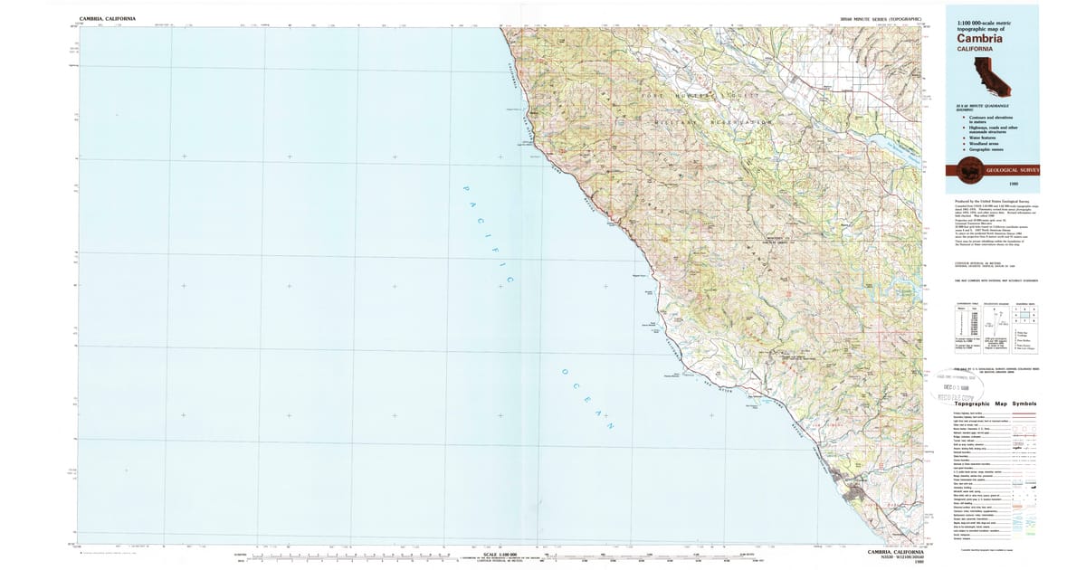 1980 Map of Cambria, CA — High-Res | Pastmaps