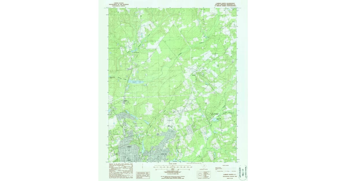 1988 Map of Camden North, Kershaw County, SC — High-Res | Pastmaps