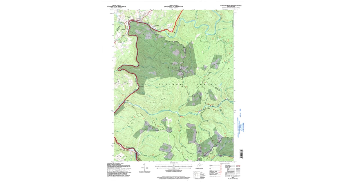 1995 Map of Camden on Gauley, Nicholas County, WV — High-Res | Pastmaps
