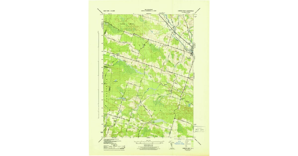 1943 Map of Camden West, Oneida County, NY — High-Res | Pastmaps