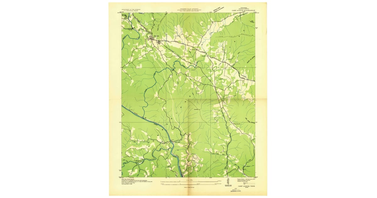 1935 Map of Camp Austin, Morgan County, TN — High-Res | Pastmaps