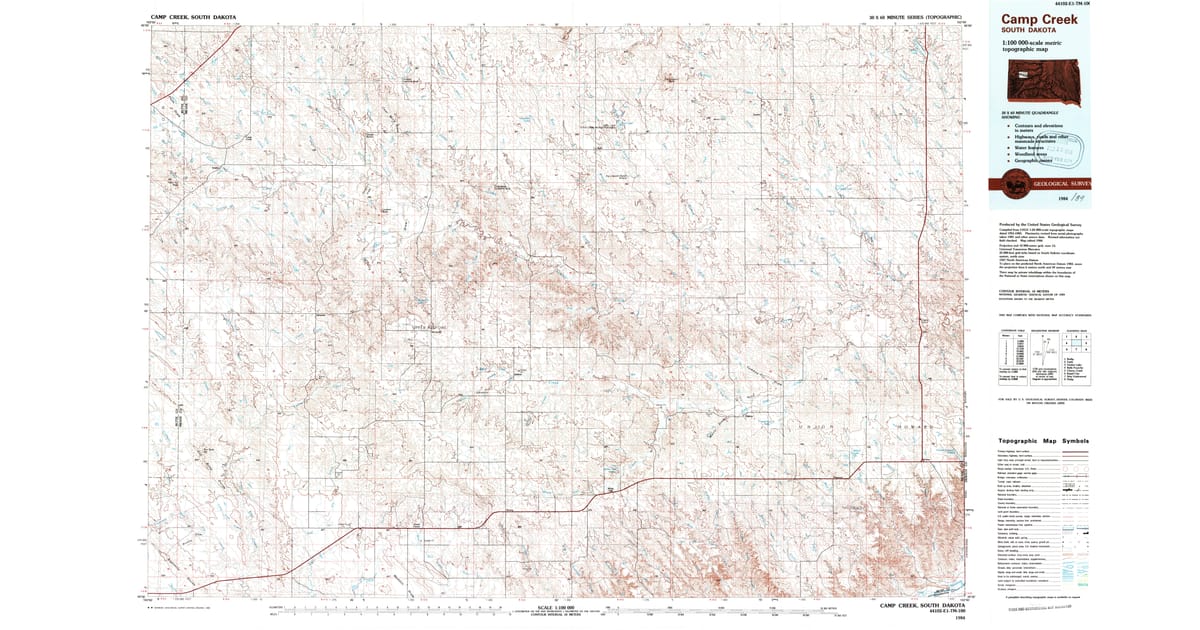 1984 Map of Camp Creek, Meade County, SD — High-Res, 1989 Print | Pastmaps