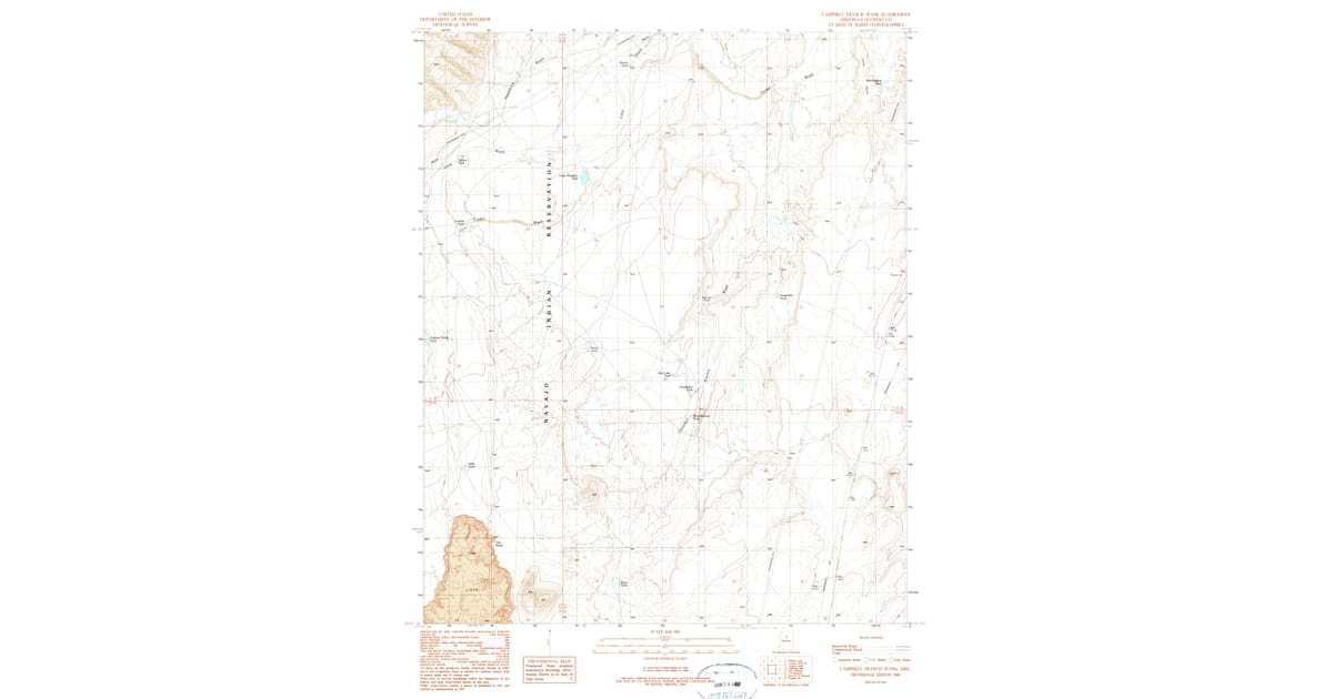 1989 Map of Campbell Francis Wash, Coconino County, AZ — High-Res ...