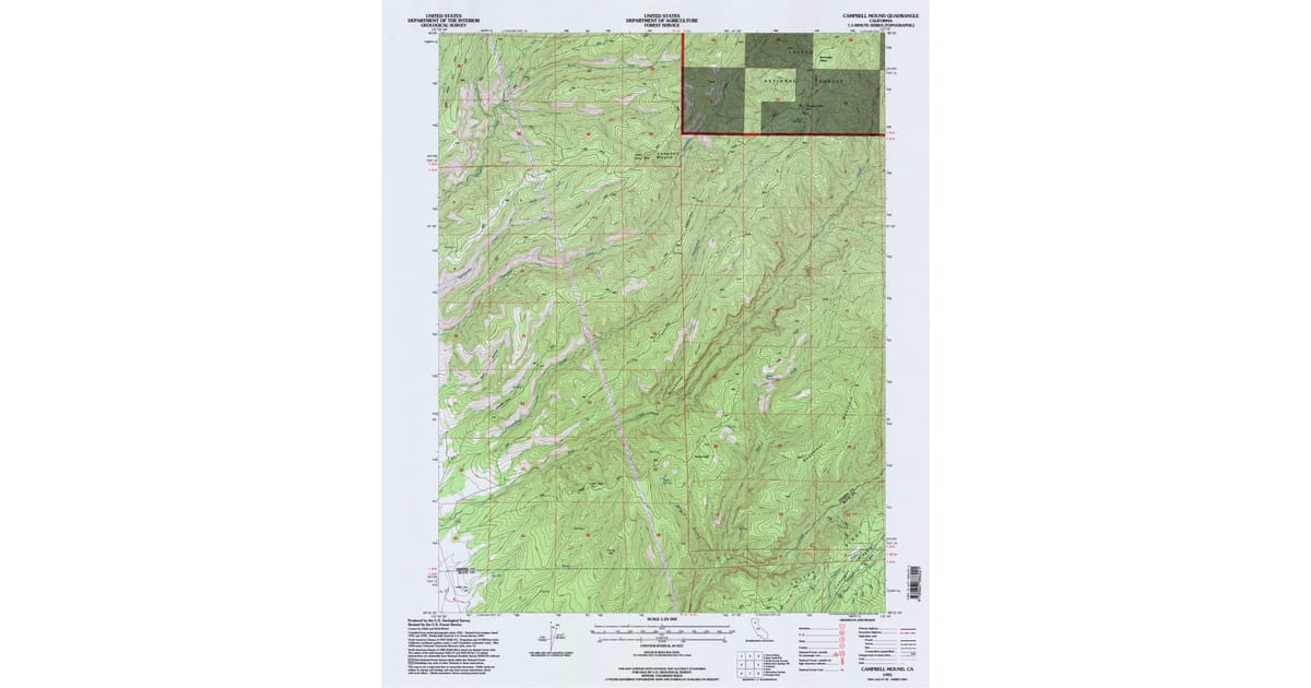 1995 Map of Campbell Mound, Tehama County, CA — High-Res | Pastmaps