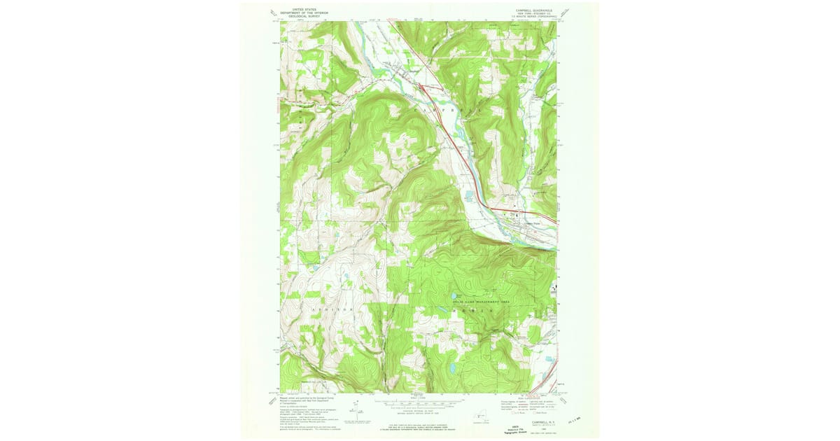 1969 Map of Campbell, Steuben County, NY — High-Res, 1976 Print | Pastmaps
