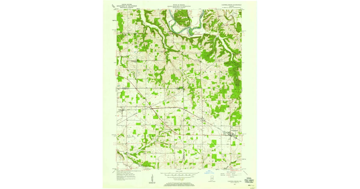 1957 Map of Campbellsburg, IN — High-Res | Pastmaps