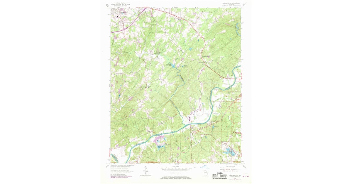 1954 Map of Campbellton, Douglas County, GA — High-Res, 1969 Print ...