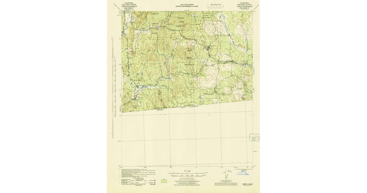 1942 Map of Campo, CA — High-Res | Pastmaps