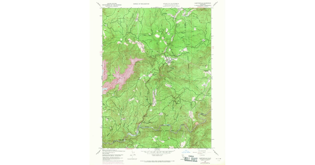 1948 Map of Camptonville, CA — High-Res, 1971 Print #2 | Pastmaps