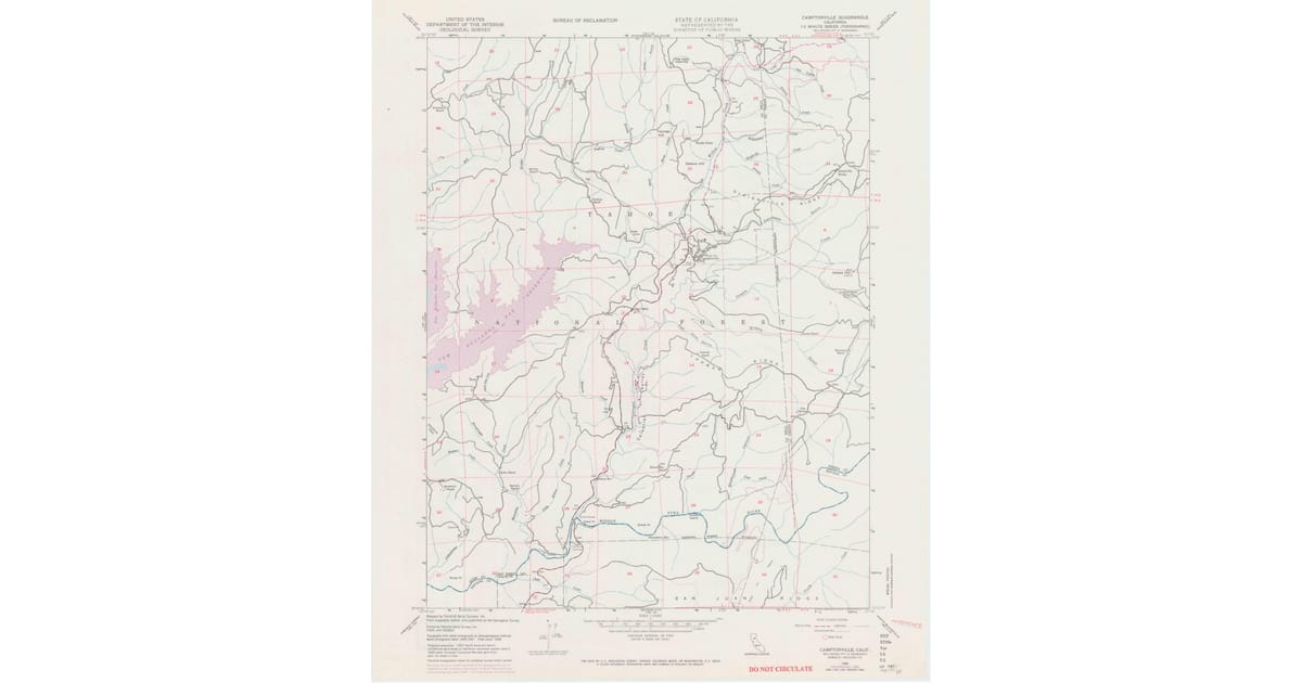 1948 Map of Camptonville, CA — High-Res, 1971 Print | Pastmaps