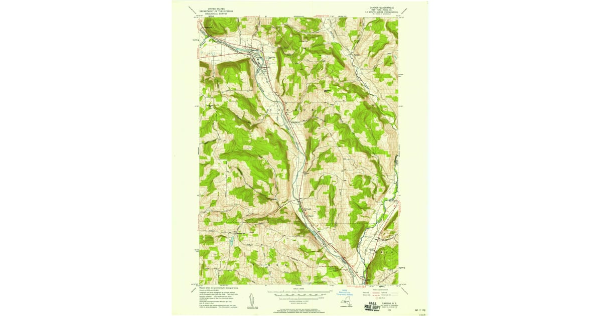 1956 Map of Candor, Tioga County, NY — High-Res | Pastmaps