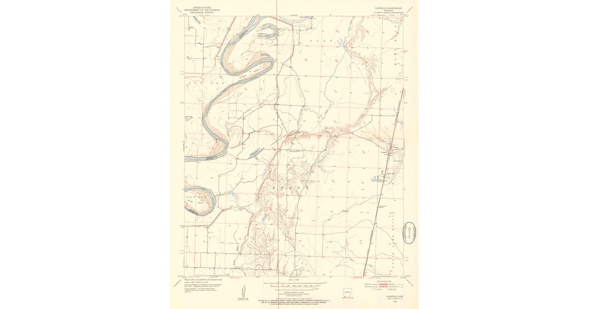 1952 Map of Canfield, Lafayette County, AR — High-Res | Pastmaps