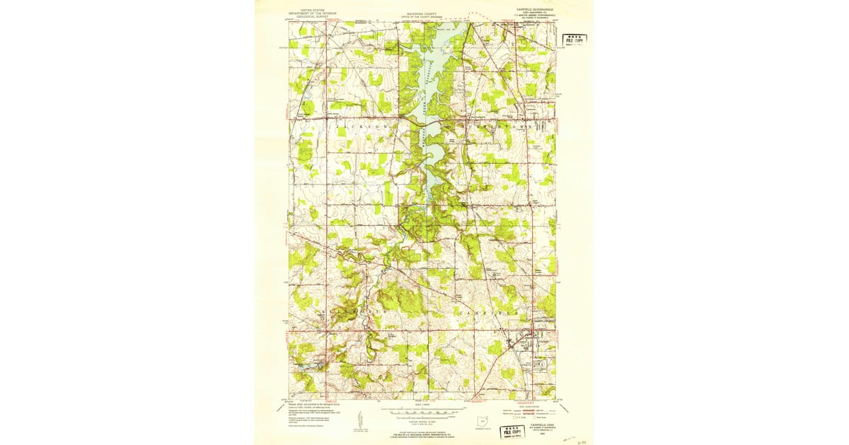 1952 Map of Canfield, OH — High-Res | Pastmaps